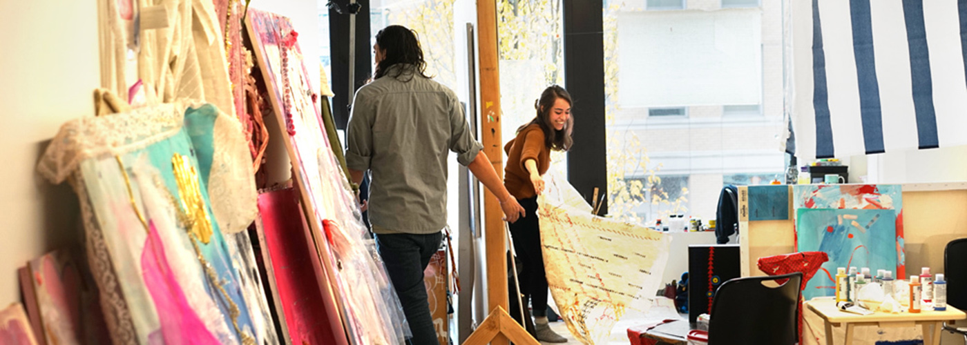 Two PNCA students in a studio
