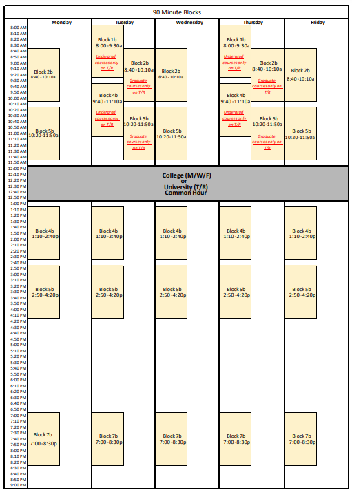 Screenshot showing the 90 minute blocks in the bell schedule for the ...
