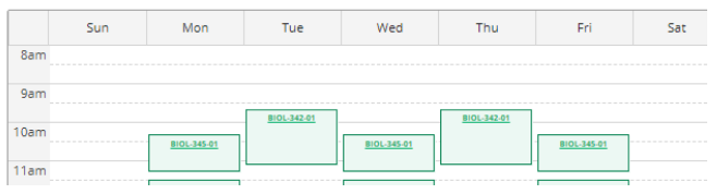 Screenshot showing an example of a course schedule that can be viewed ...