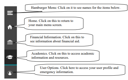Screenshot showing the different menu icons in SAGE that represent ...